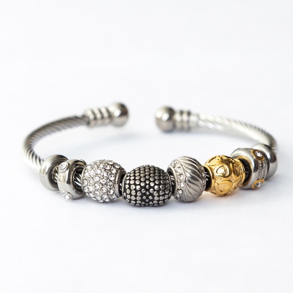 Emma Skye | Jewelry | 2 Tone Charm Bracelet Stainless Steel With End Cap And 6 Charms By Emma ...